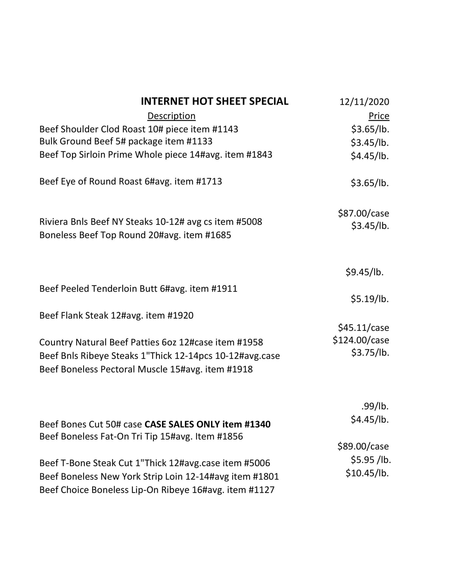 Hot Sheet – Columbia Empire Meats